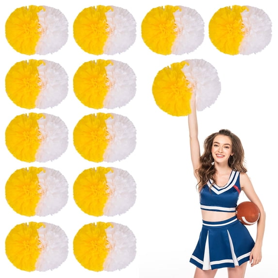 Cheer Pom Poms 12 Pcs With Handle- Cheerleading Handheld Squad Pompoms ...