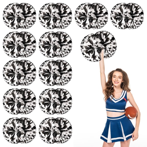 Cheer Pom Poms 12 Pcs With Handle- Cheerleading Handheld Squad Pompoms ...
