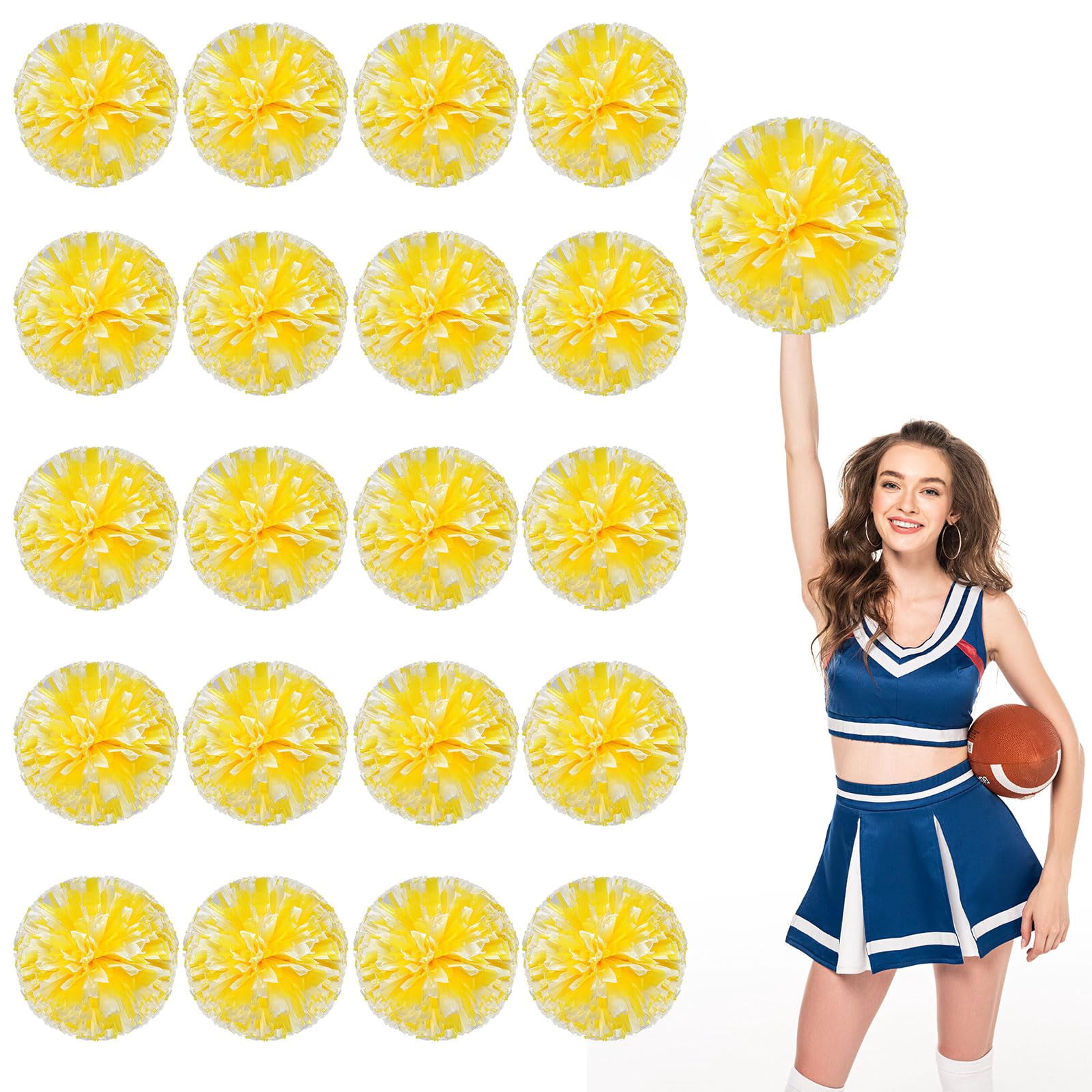 Cheer Pom Poms 18 Pcs Four Finger Handle, Cheerleading Handheld Squad ...