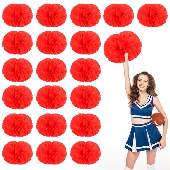 Cheer Pom Poms 20 Pcs With Handle- Cheerleading Handheld Squad Pompoms ...