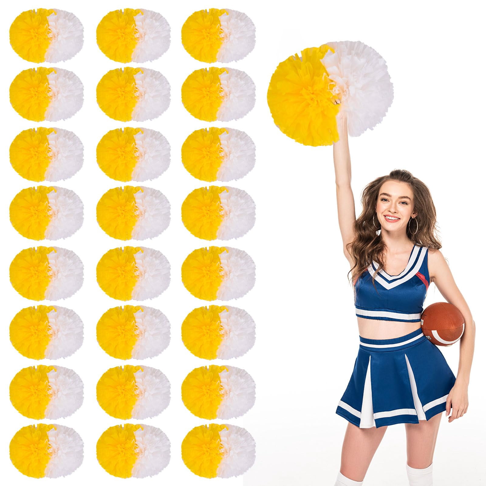 Cheer Pom Poms 22 Pcs with Handle, Cheerleading Handheld Squad Pompoms ...