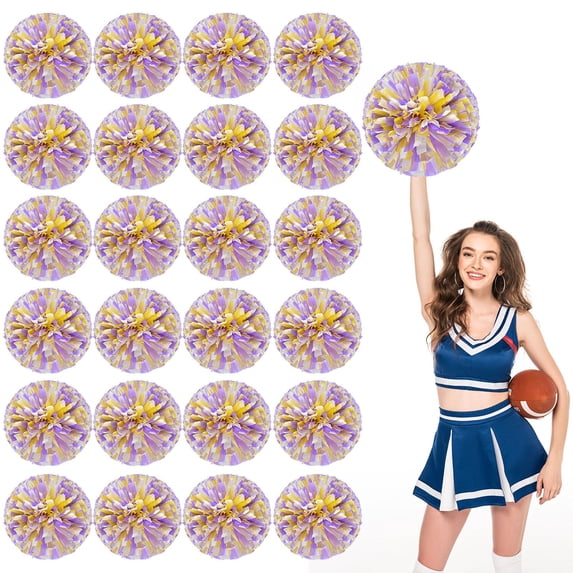 Cheer Pom Poms 24 Pcs Four Finger Handle- Cheerleading Handheld Squad ...