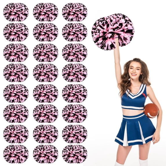 Cheer Pom Poms 24 Pcs With Handle- Cheerleading Handheld Squad Pompoms ...