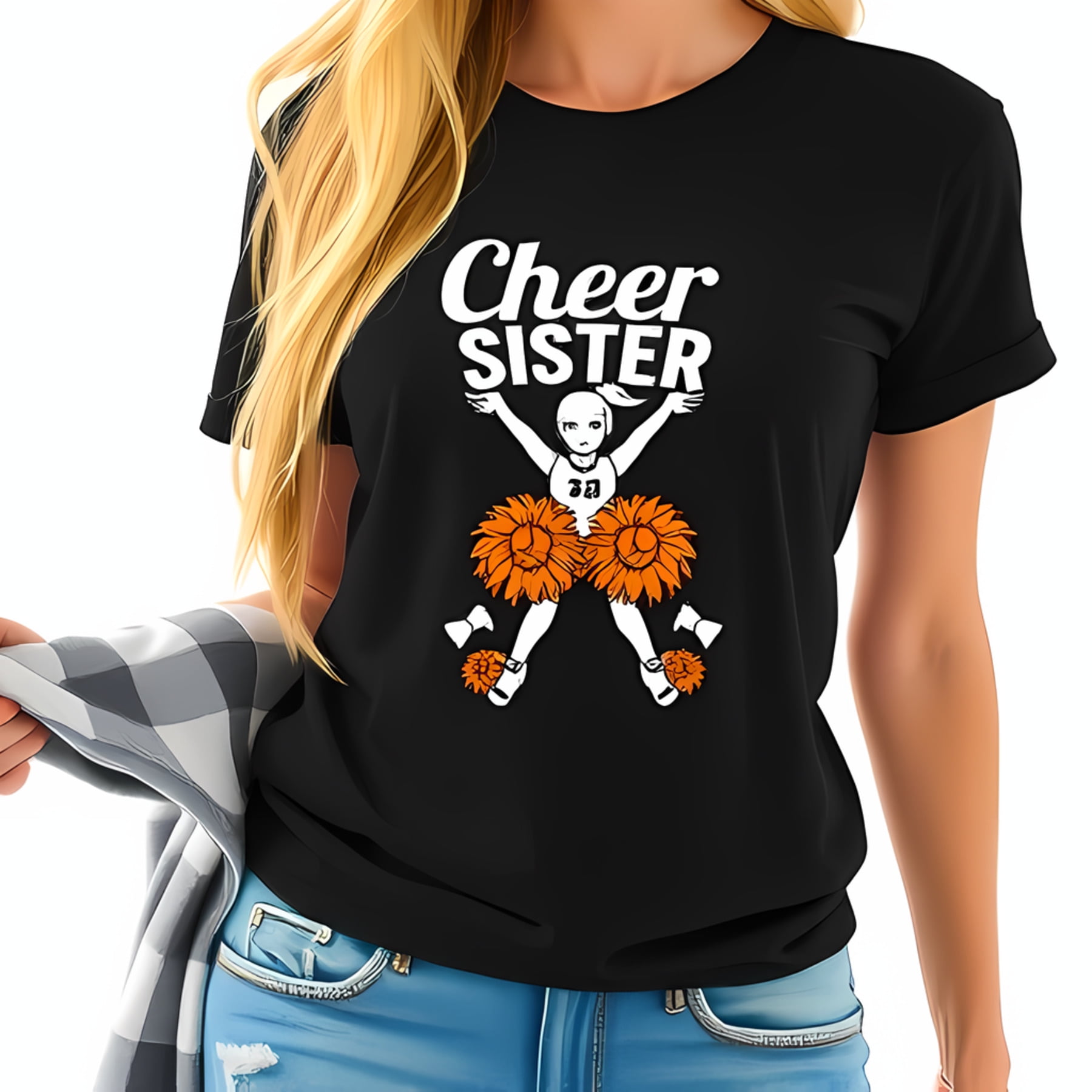 Cheer Sister Cotton Short Sleeve T-Shirt - Fun Graphic Design with ...