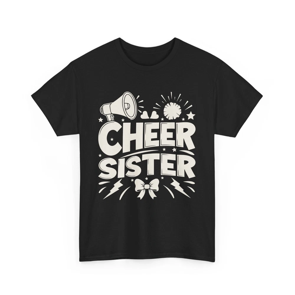 Cheer Sister Megaphone Bow Stars Design Cheerleading Sports Unisex T ...