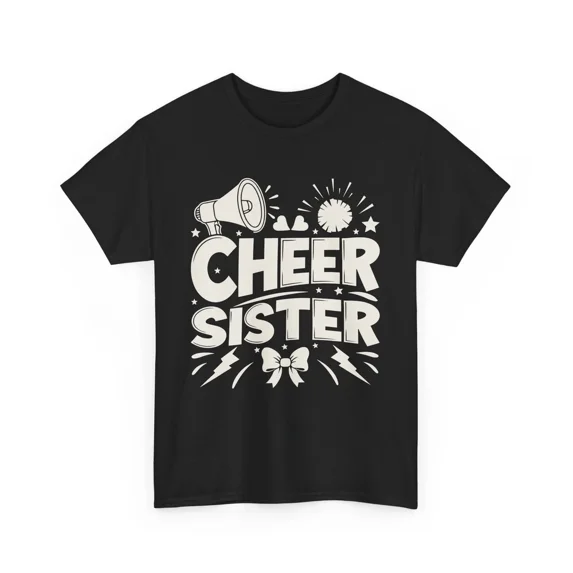 Cheer Sister Megaphone Bow Stars Design Cheerleading Sports Unisex T ...