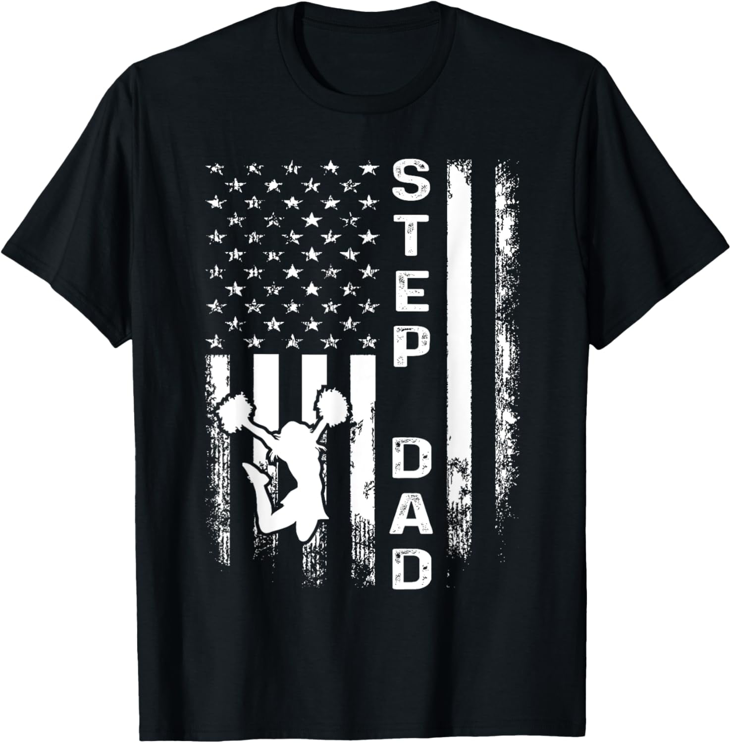 Cheer Step Dad American Flag Cheerleading Cheerleader T-Shirt - Walmart.com