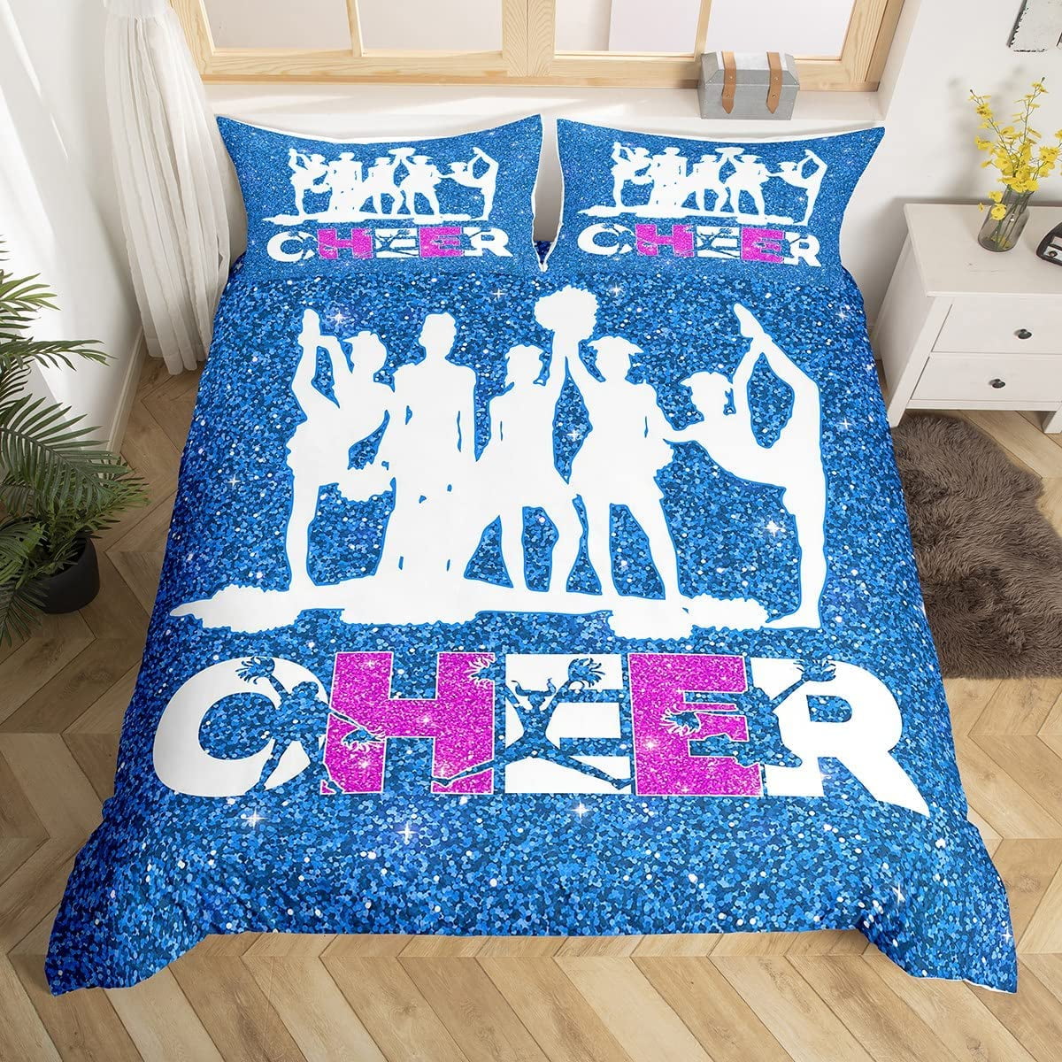 Cheer Team Duvet Cover 68x90 inch ,Dancing Gymnastics Bedding Set Kids Teens Girls Woman Room ...