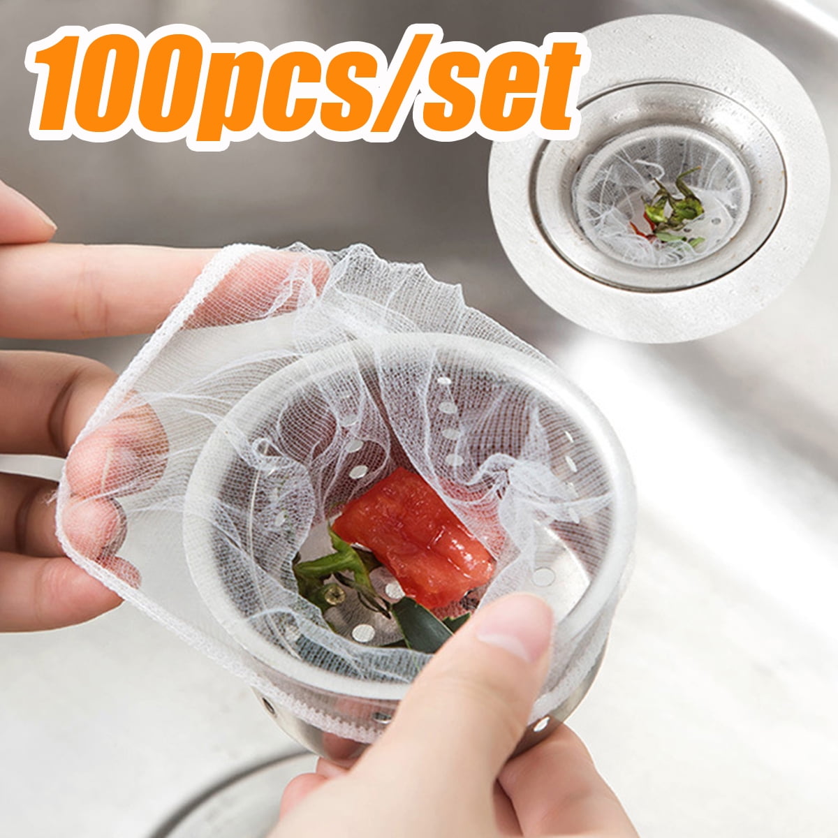 Cheer US 100Pcs/Set Kitchen Sink Strainer Mesh Bag, Sink Strainer Bag ...