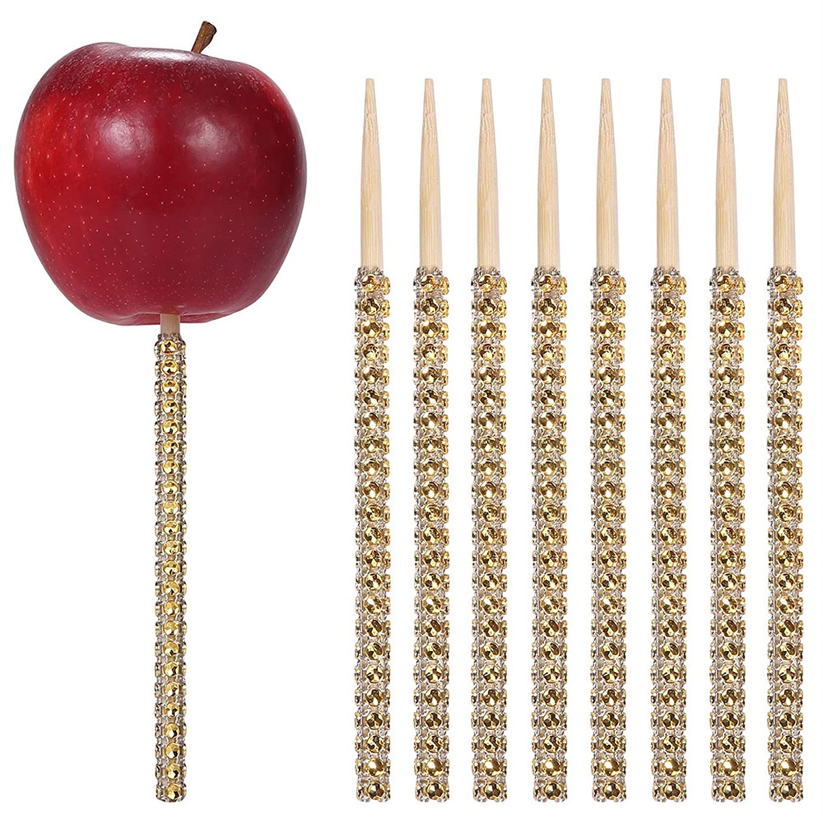 Cheer US 12Packs Bling Candy Apple Bamboo Sticks, Caramel Apple Wooden ...
