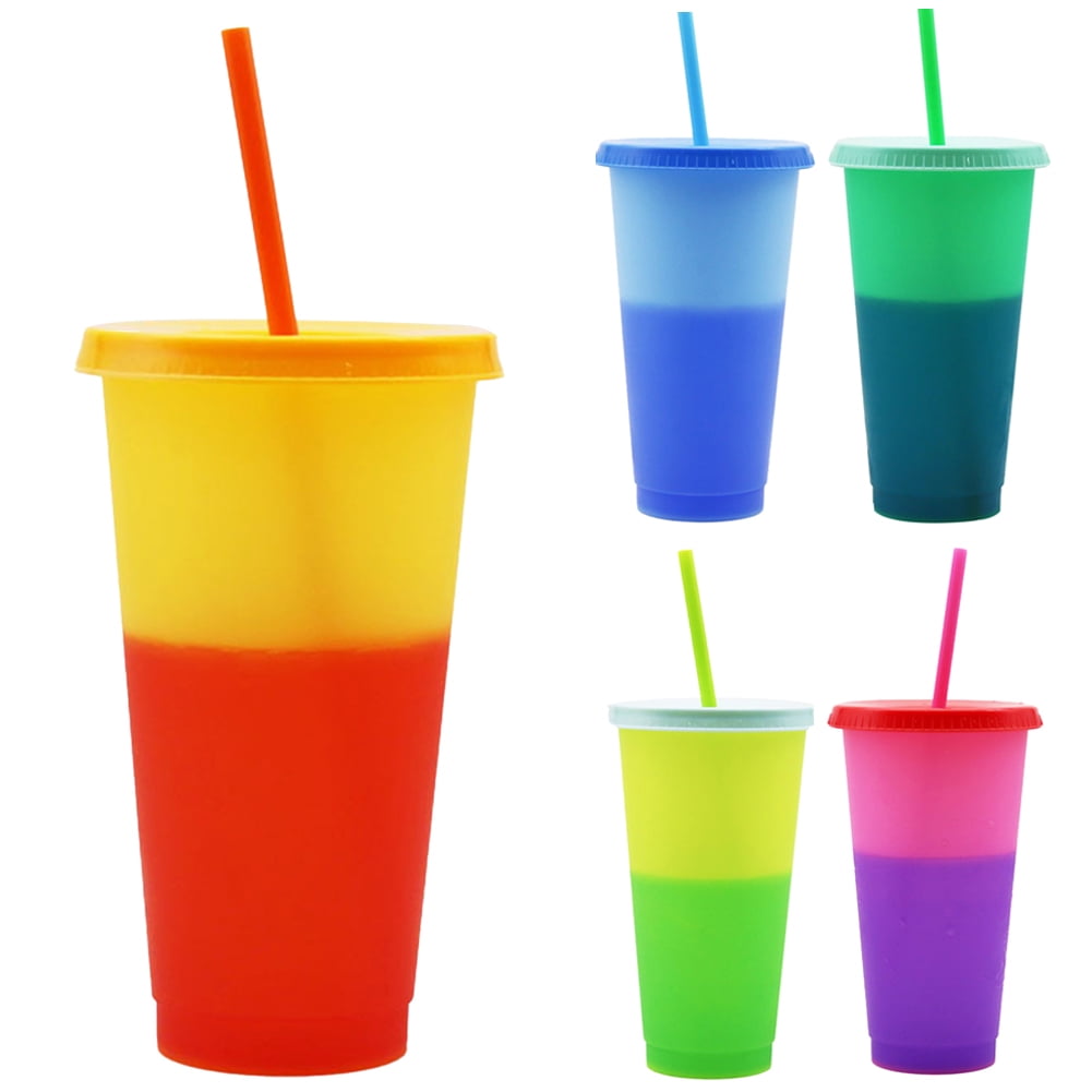 Cheer.US 2 Pcs 720ml Color Changing Cups, Reusable Cold Drink Cups with ...