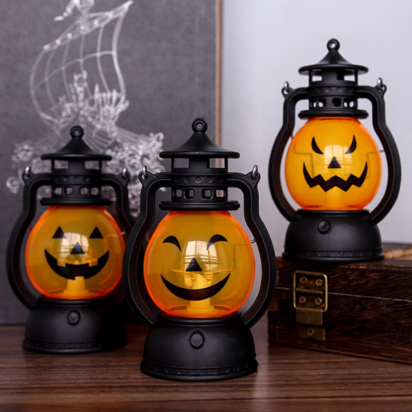 Cheer US 3Packs Halloween Lantern, Portable Jack O Lanterns, Retro ...