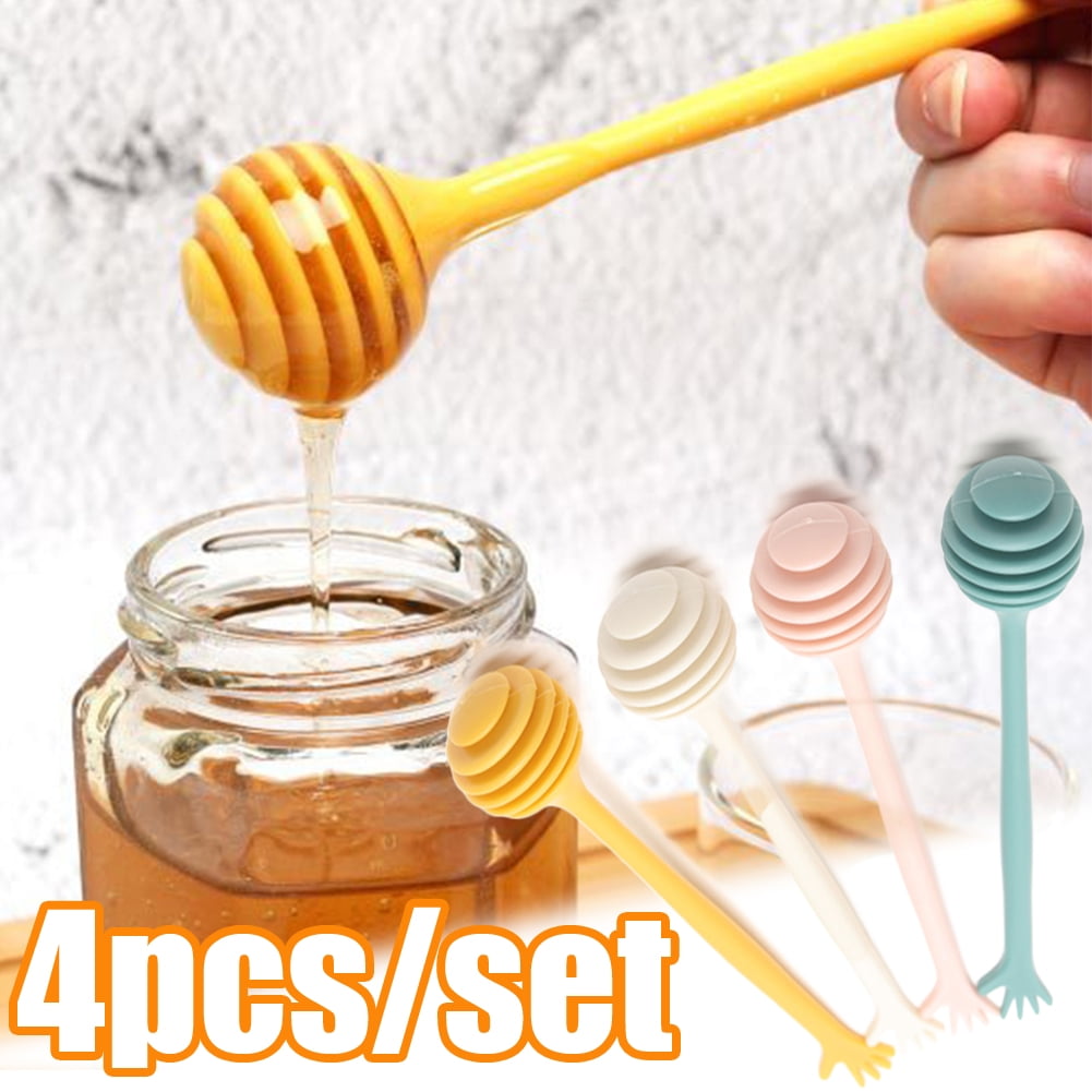 Cheer.US 4Pcs/Set Honey Dipper Sticks, Honey Dipper Honeycomb Wand Sticks Honey Spoon, Mini ...