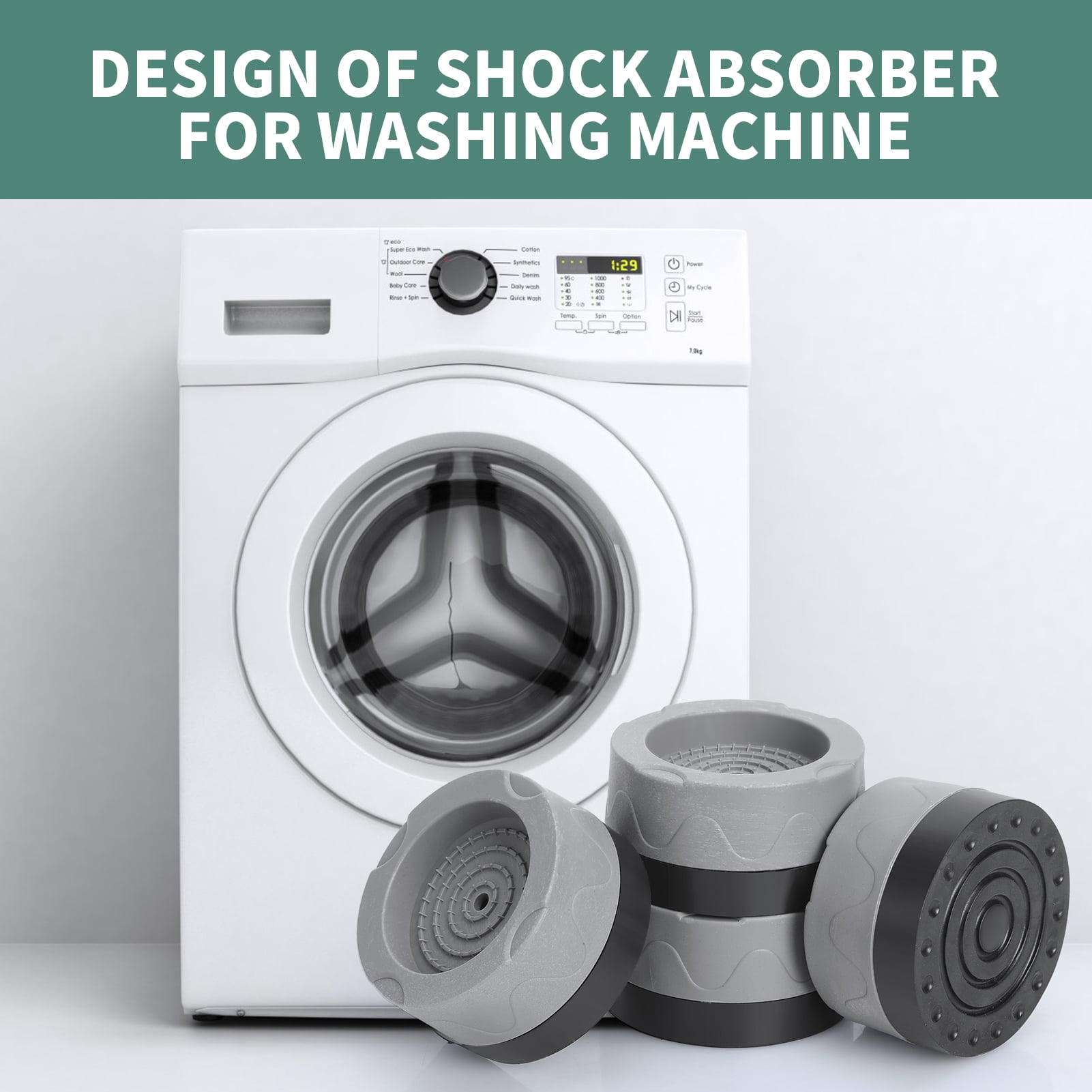 Cheer.US 4Pcs Washing Machine Foot Pads for Anti-vibration and Anti ...