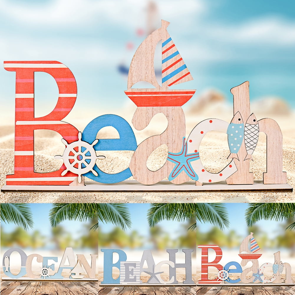 Cheer.US Beach,Ocean and Sea Sign, Beach Theme Home Wooden Sign Ocean ...