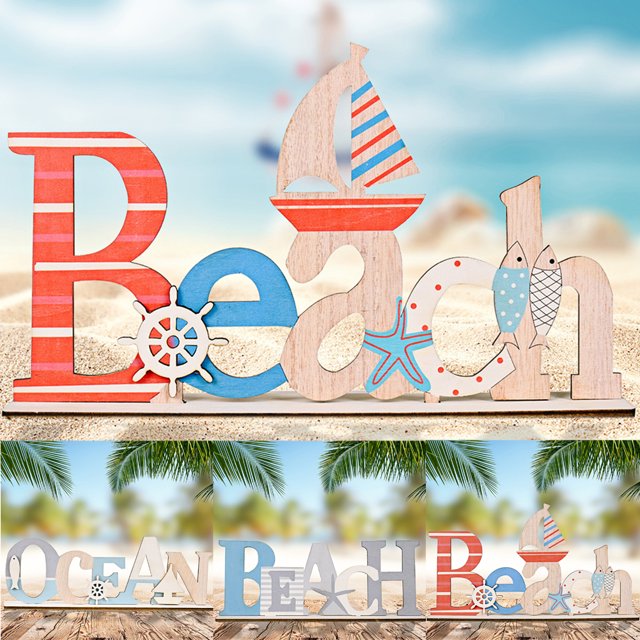 Cheer.US Beach,Ocean and Sea Sign, Beach Theme Home Wooden Sign Ocean ...