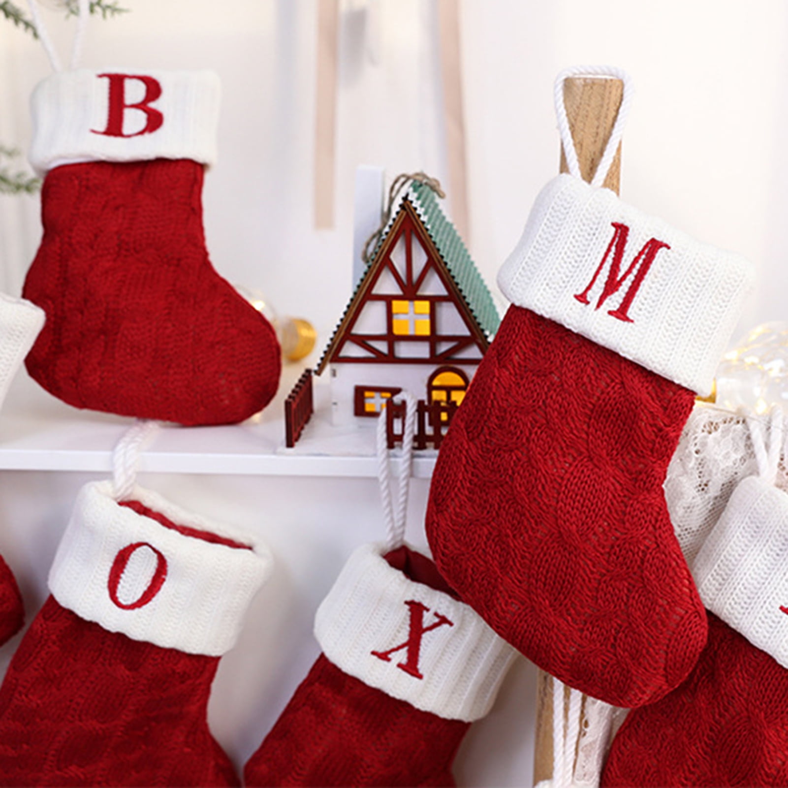 Cheer US Christmas Letter Stockings Soft Plush Monogram Xmas Rustic ...