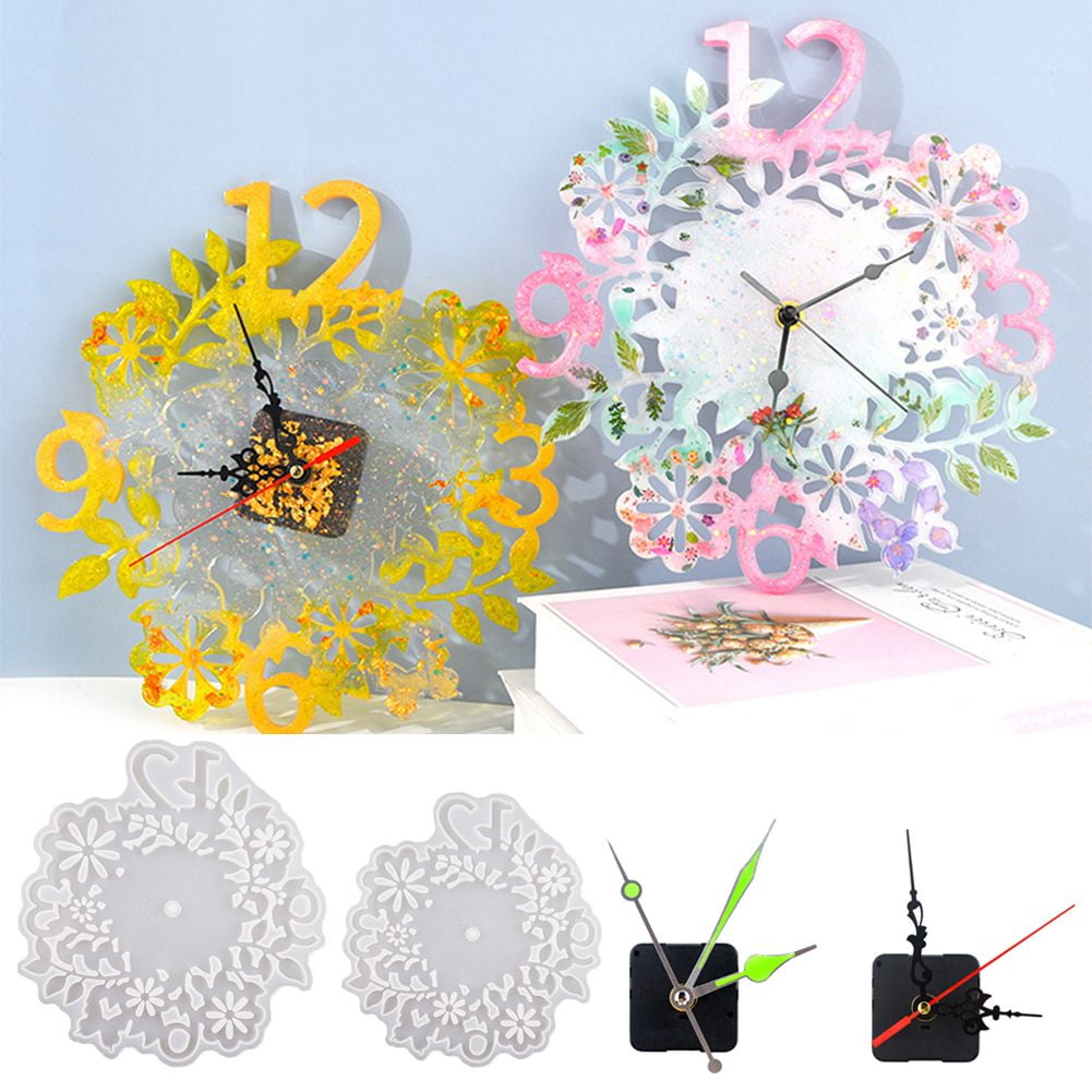 Cheer.US Clock Molds for Resin Casting Flower Clock Wall Decor Arabic ...