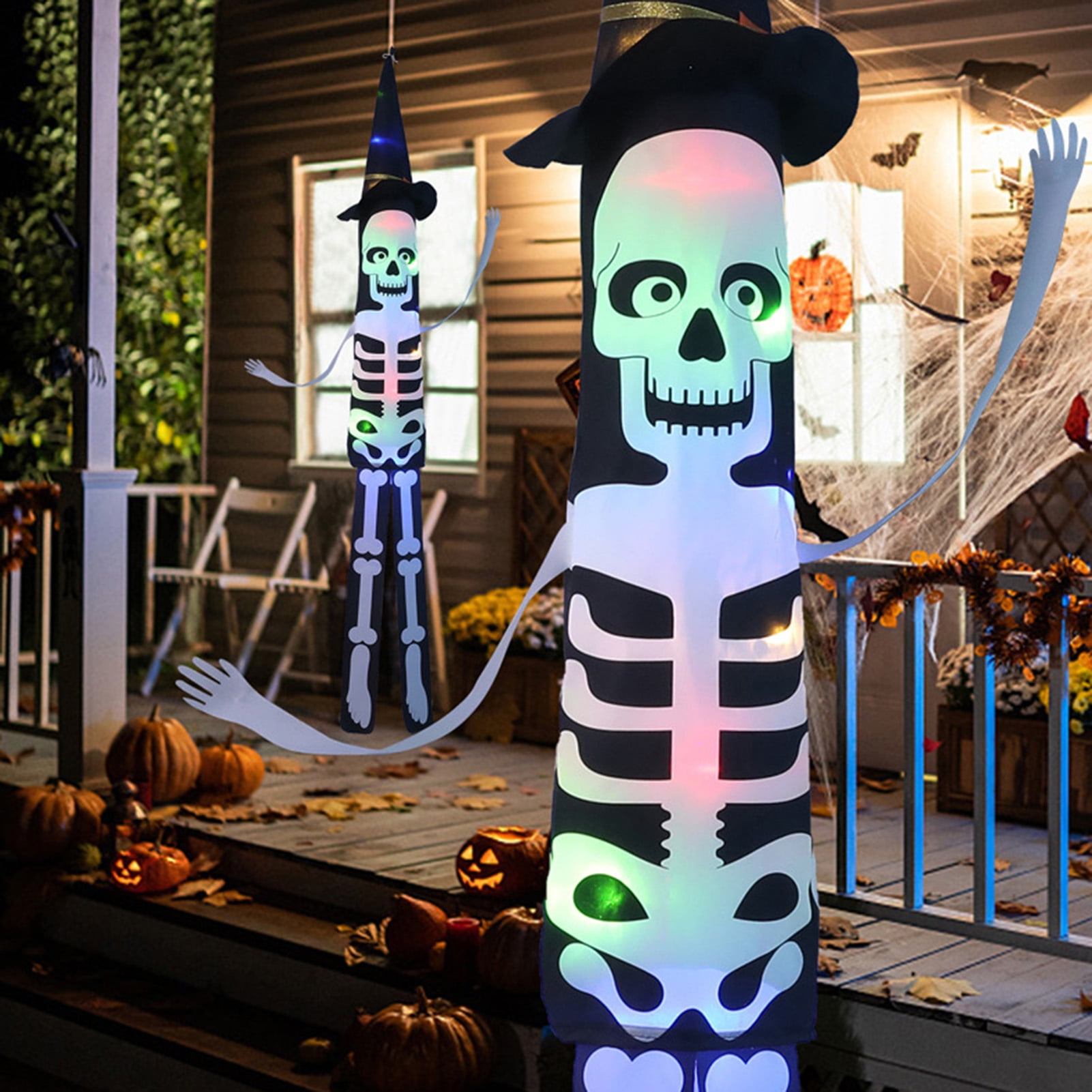 Cheer US Halloween Inflatables Skeleton Ghost Lighted Holiday Blow up ...