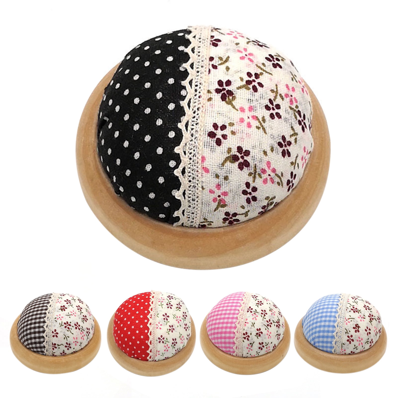 Cheer.US Pin Cushion Wooden Base Round Needle Pincushions Needles ...