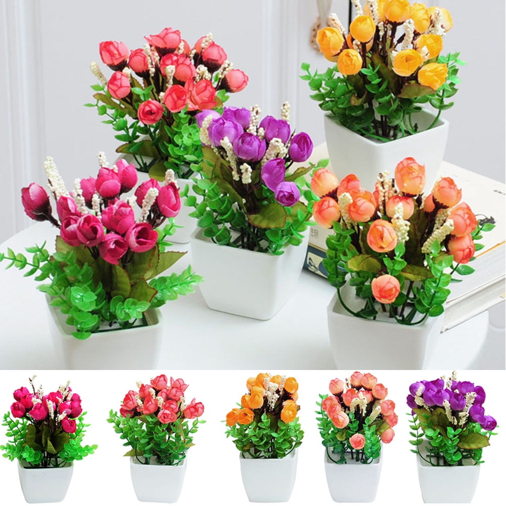 Cheer.US Potted Artificial Flower Arrangements Table Centerpiece ...