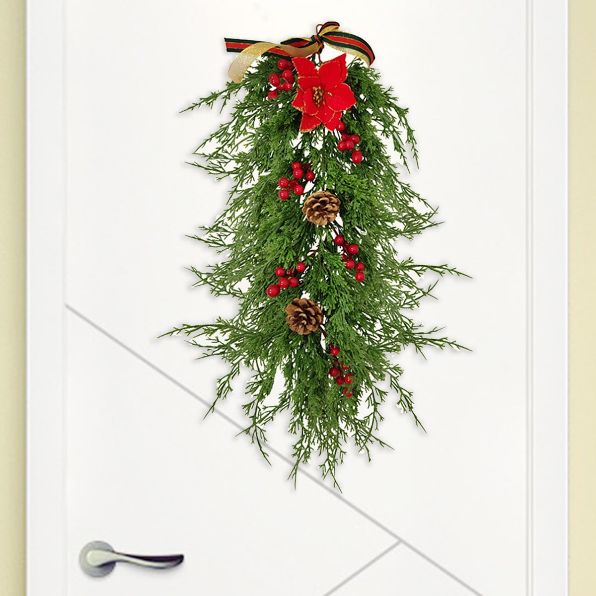 Cheer US Pre Lit Artificial Christmas Teardrop Green Frosted Lights ...