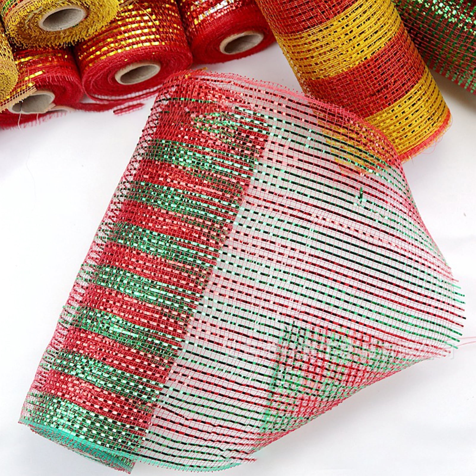 Cheer US Red Metallic Deco Mesh Ribbon,Red Foil, Mesh Ribbon for ...