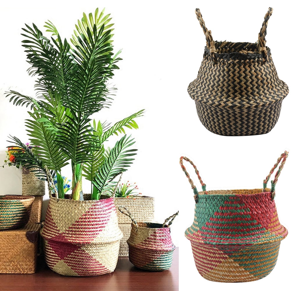 Cheer.US Straw Plant Basket - Hand Woven Belly Basket with Handles, Extra Large Storage Laundry ...