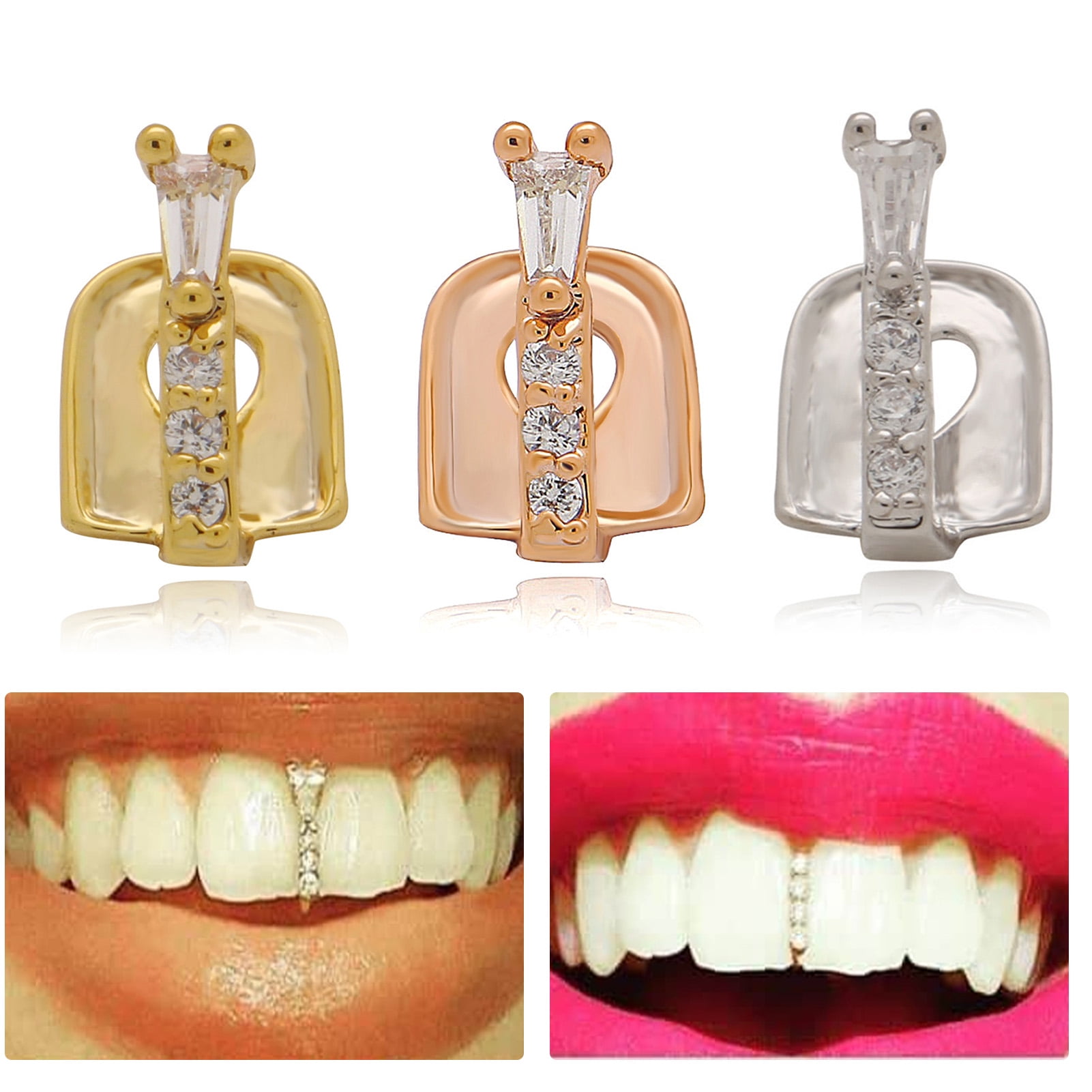 Cheer US Teeth Braces Heart Shape Cubic Zirconia Men Women Hip Hop ...