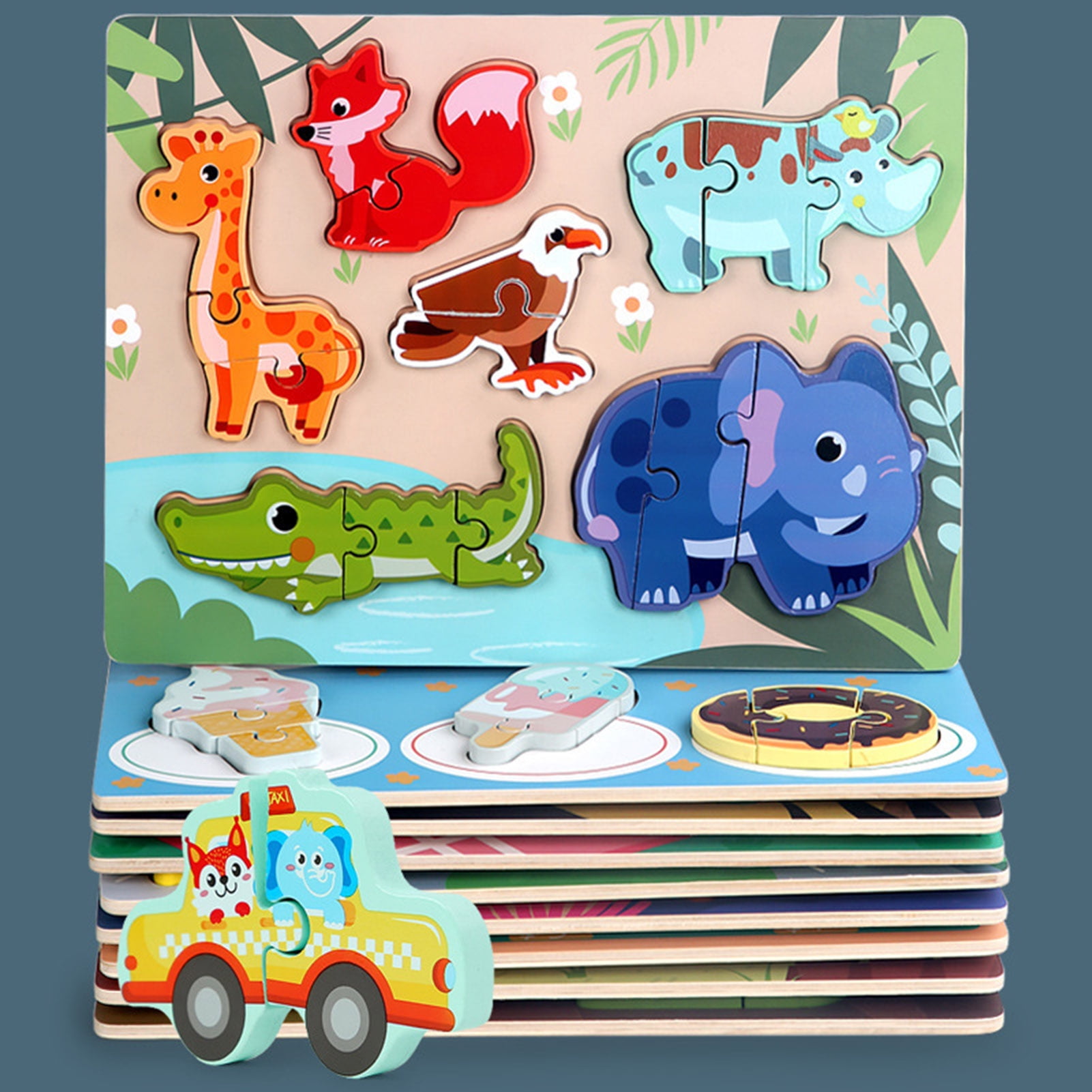 Cheer US Wooden Puzzles for Toddlers 1 2 3 Year Old Girls Boys ...