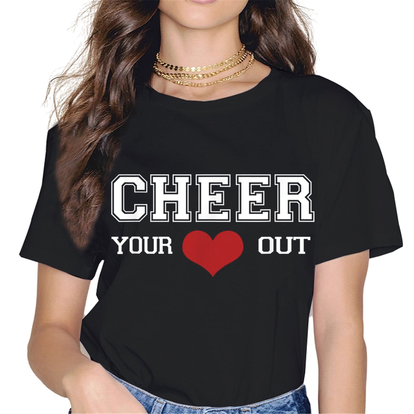 Cheer You Love Out 3D Printing Black T Shirt - Walmart.com