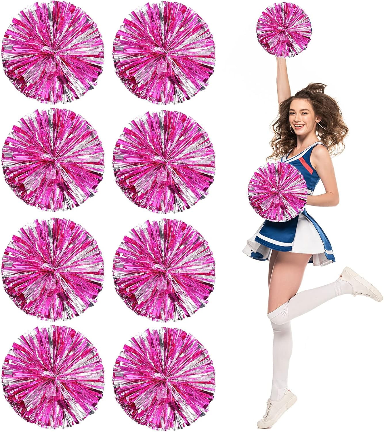 Cheer pom pom, 8 PCS Cheerleading Pom Poms, Premium Metallic Pom Poms ...