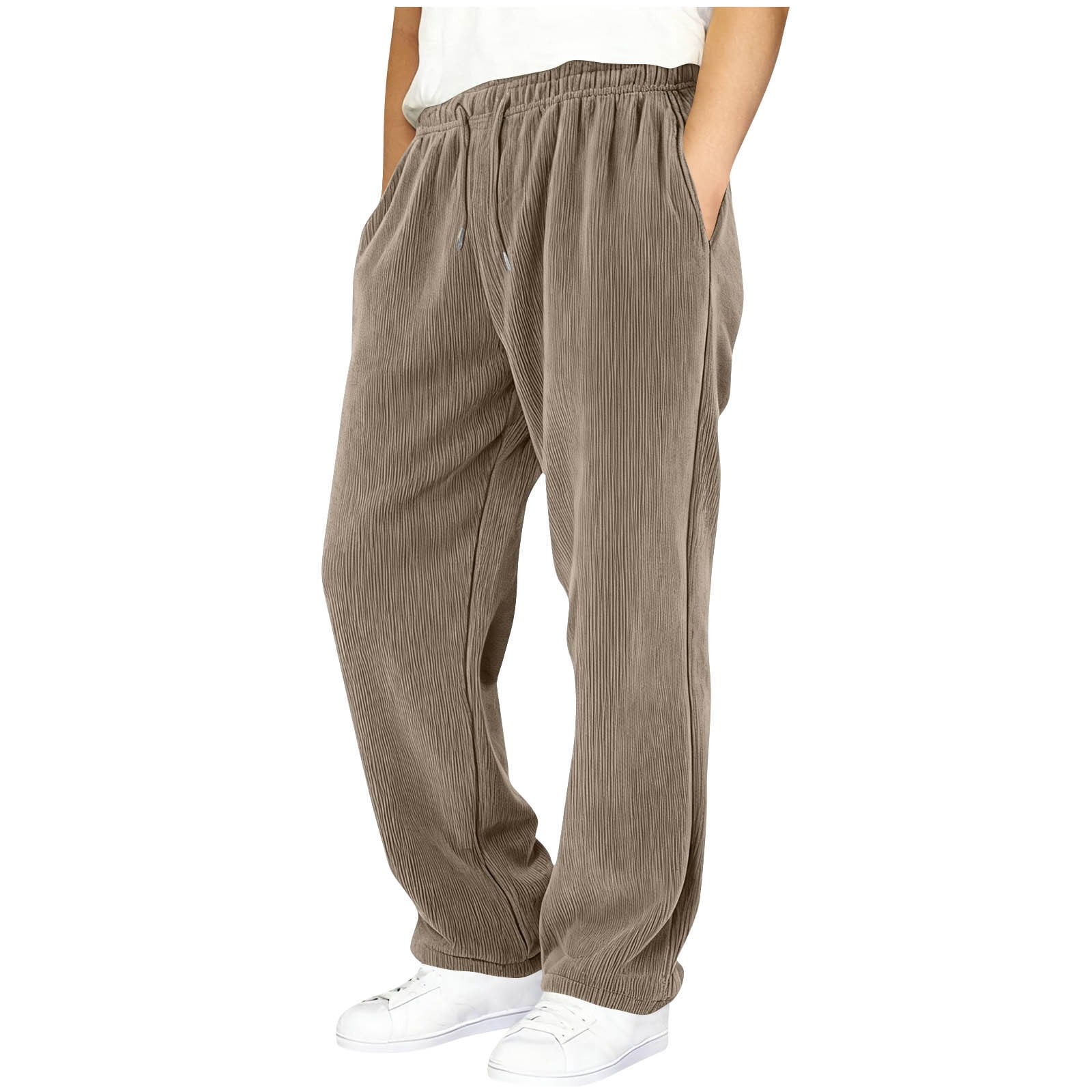CheerKidz Boys Corduroy Pants Elastic Waist Drawstring Pocket Casual ...