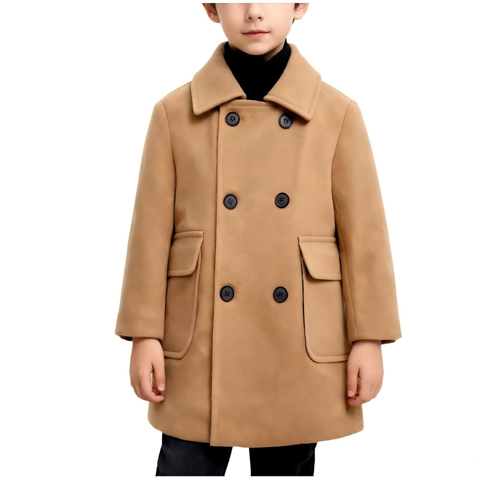 CheerKidz Childrens Solid Color Faux Wool Blend Coat Medium To Large ...