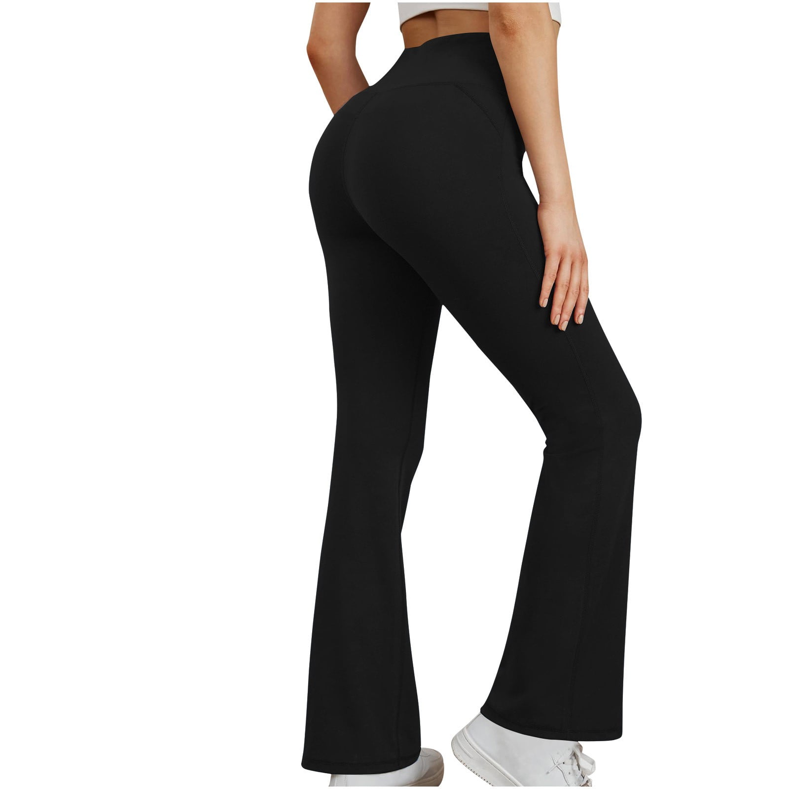 CheerKidz Flare Leggings for Women Elastic Waist Bell Bottom Running ...