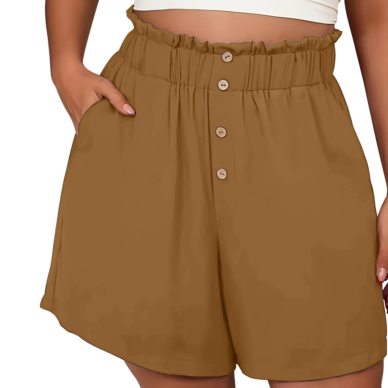 CheerKidz Women's 2025 Summer Shorts High Waist Solid Color Elegant ...