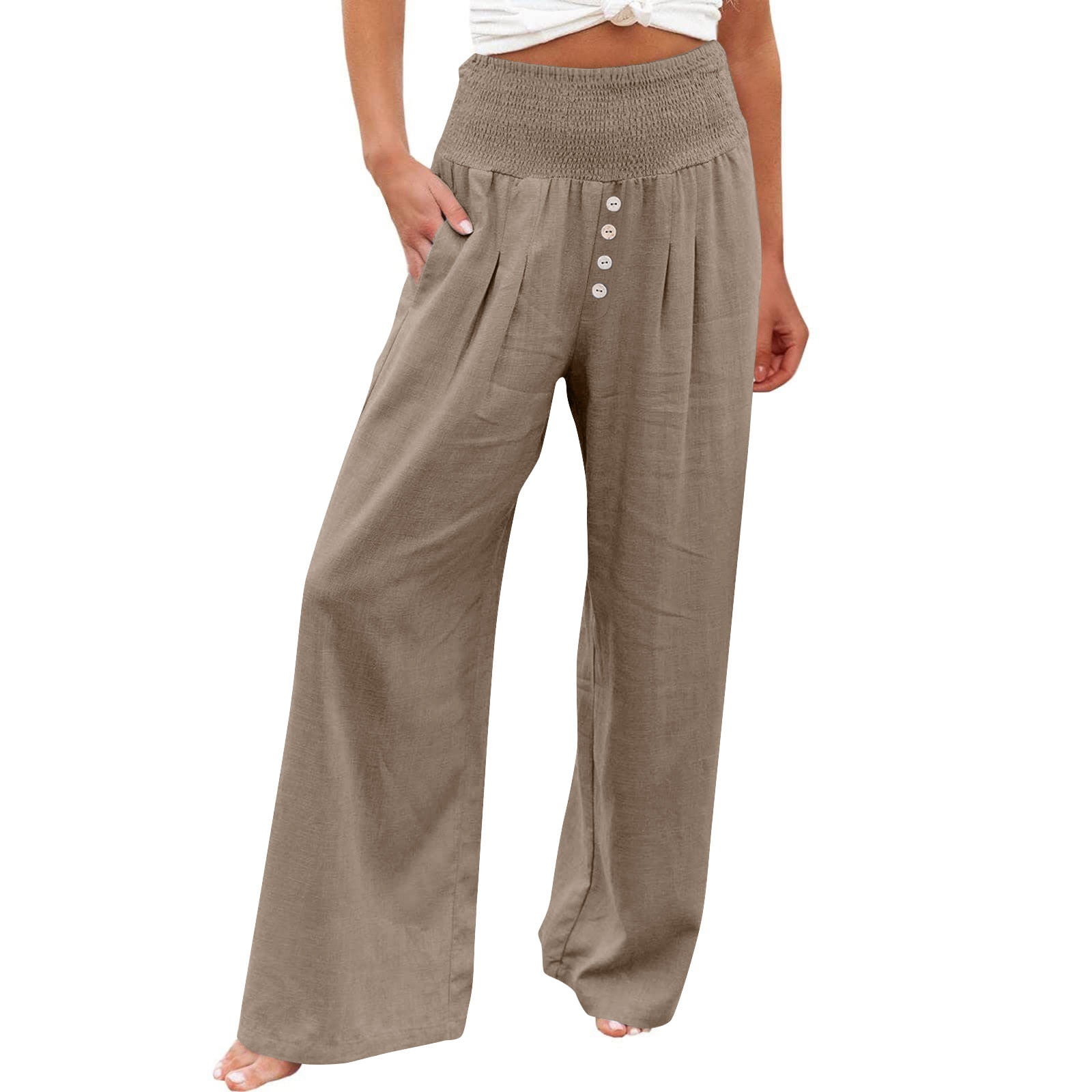 CheerKidz Women's Fashion Wide Leg Palazzo Pants Solid Color High Waist ...