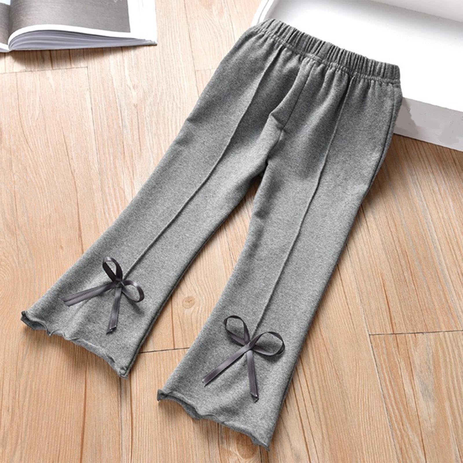 CheerKidz Girls'Casual Sports Mid Waist Bow Tie End Leg Pants ...