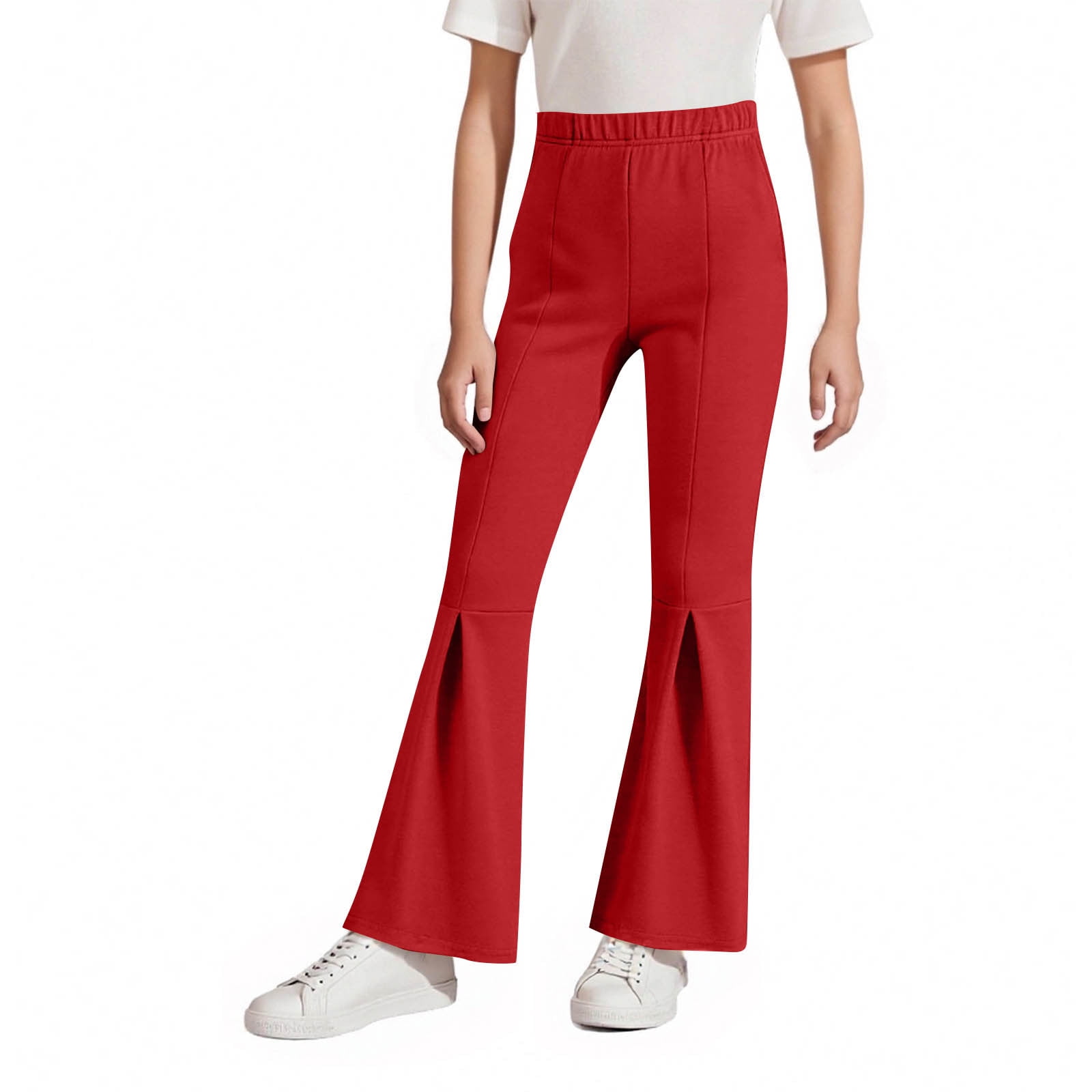 CheerKidz Girls Flared Pants Winter Solid Color Elastic Waist Side ...