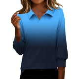 CheerKidz Women Color Block Collar 3/4 Sleeve Top Modern Contrast ...