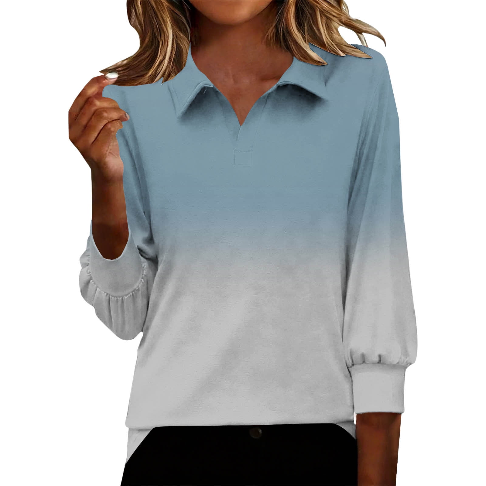 CheerKidz Women Color Block Collar 3/4 Sleeve Top Modern Contrast ...