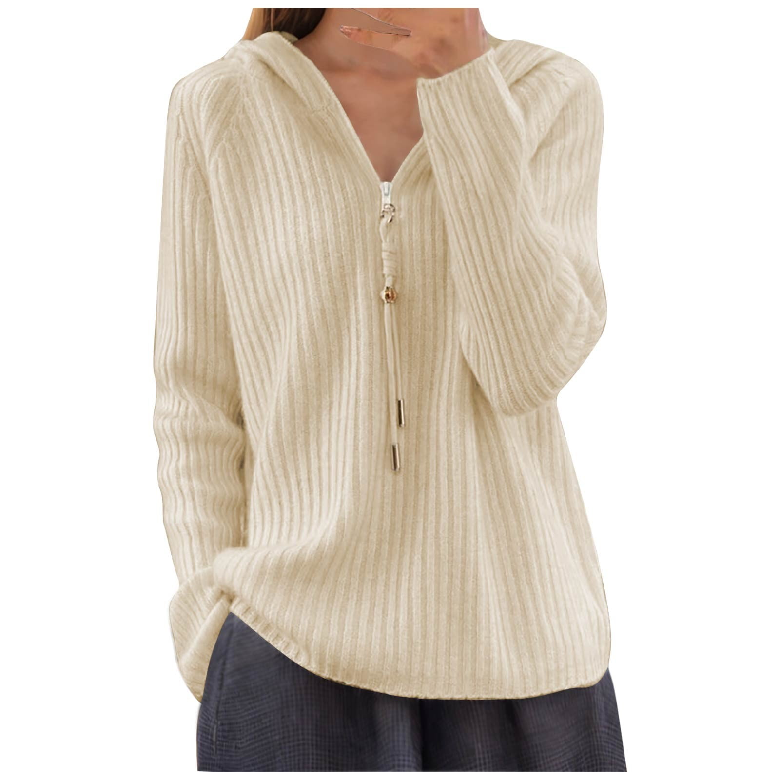 CheerKidz Women Fashion Knitted Sweater Hooded Pullover Top Long Sleeve ...