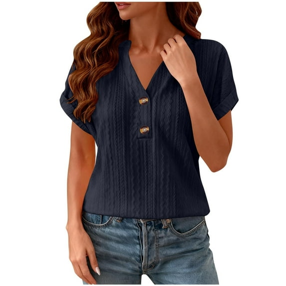 CheerKidz Women Fashion T Shirt Short Sleeve V Neck Top Solid Color ...