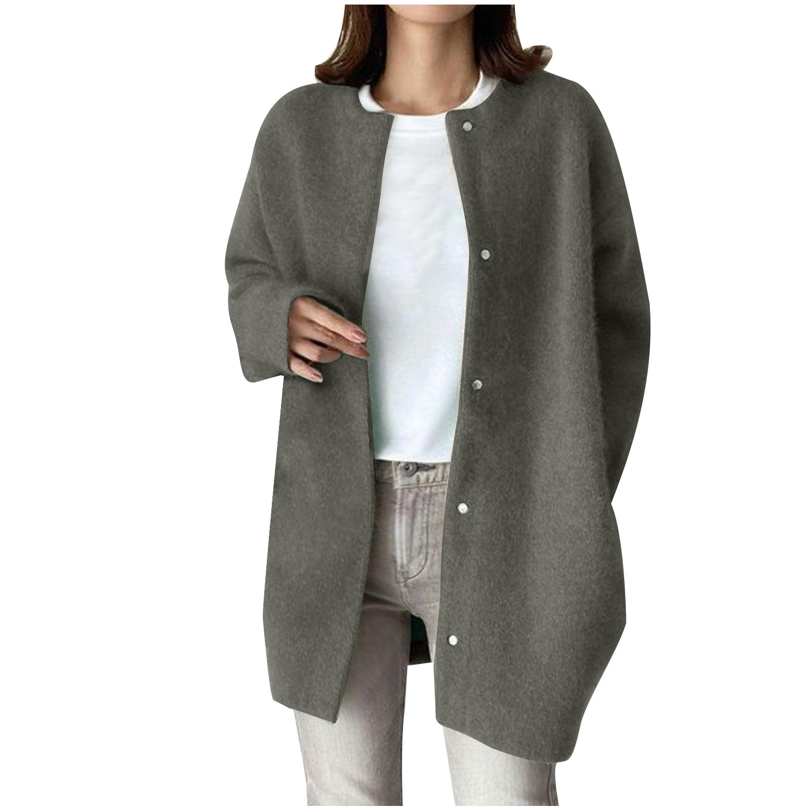 CheerKidz Women Knitted Pocket Cardigan Jacket Casual Loose Fit Soft ...