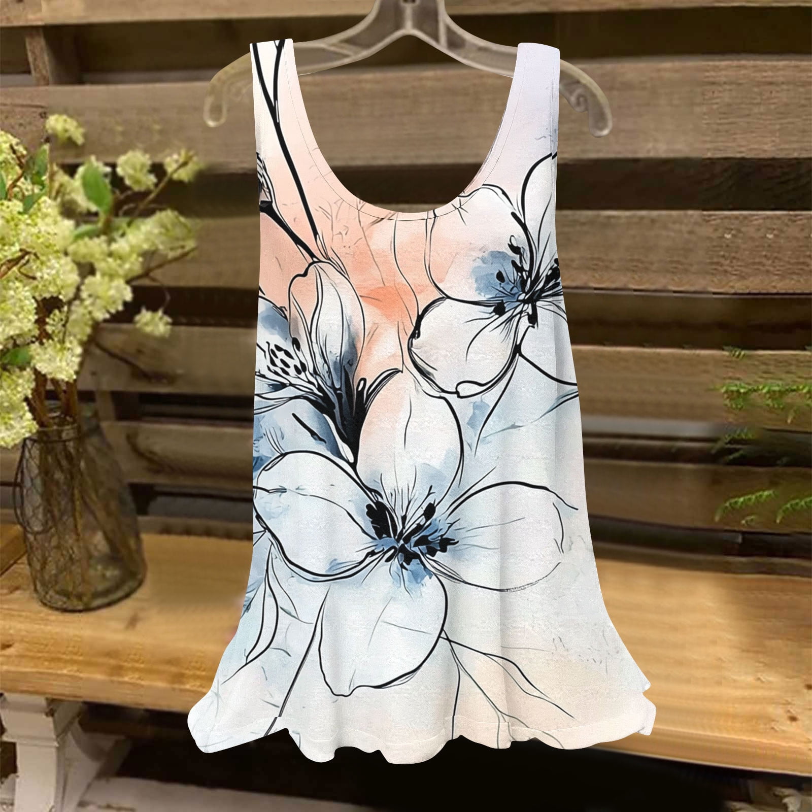 CheerKidz Women's Animal Art Print Crew Neck Sleeveless Casual Tank Top ...