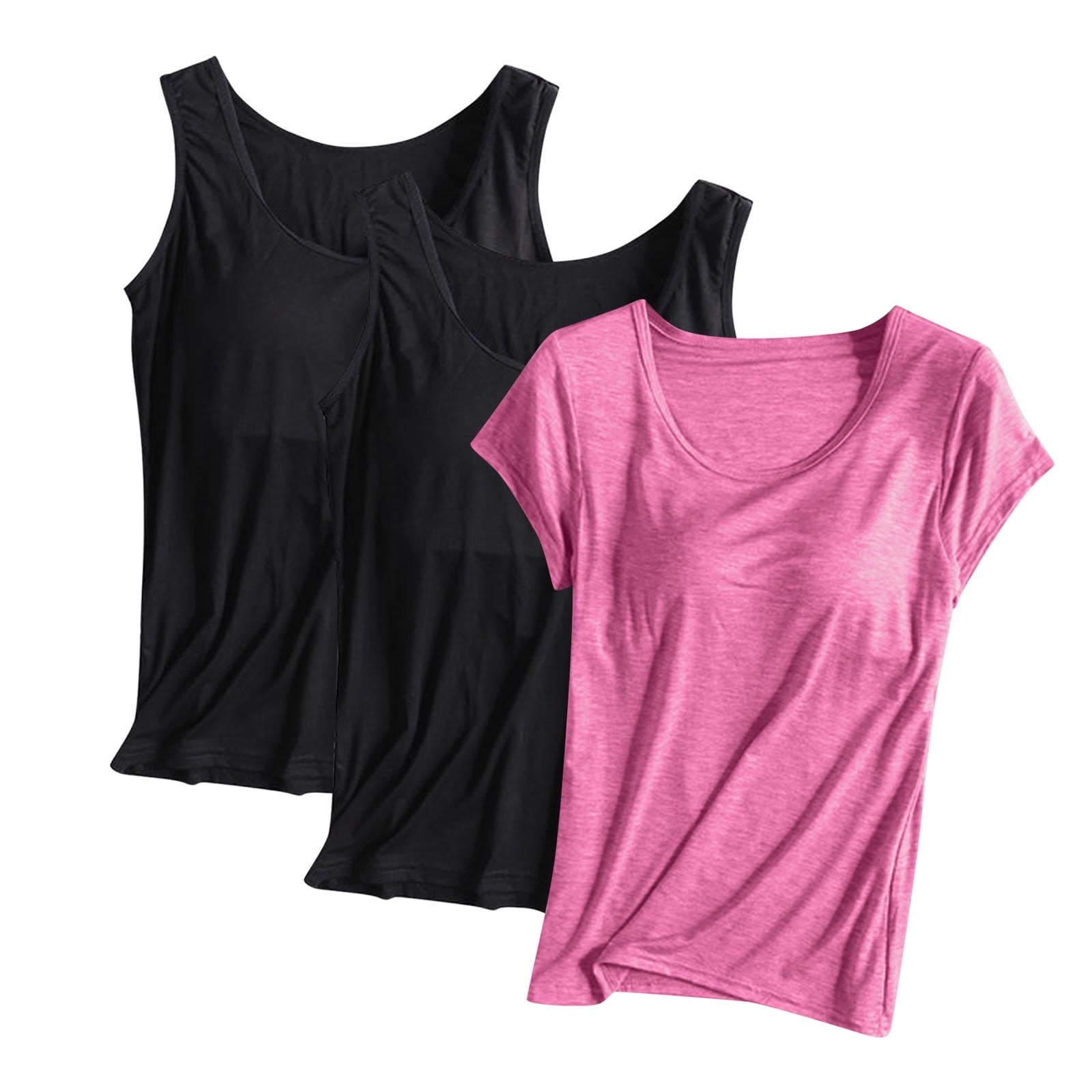 CheerKidz Women's Cotton Solid Color Chest Mat Shirt Summer Casual ...