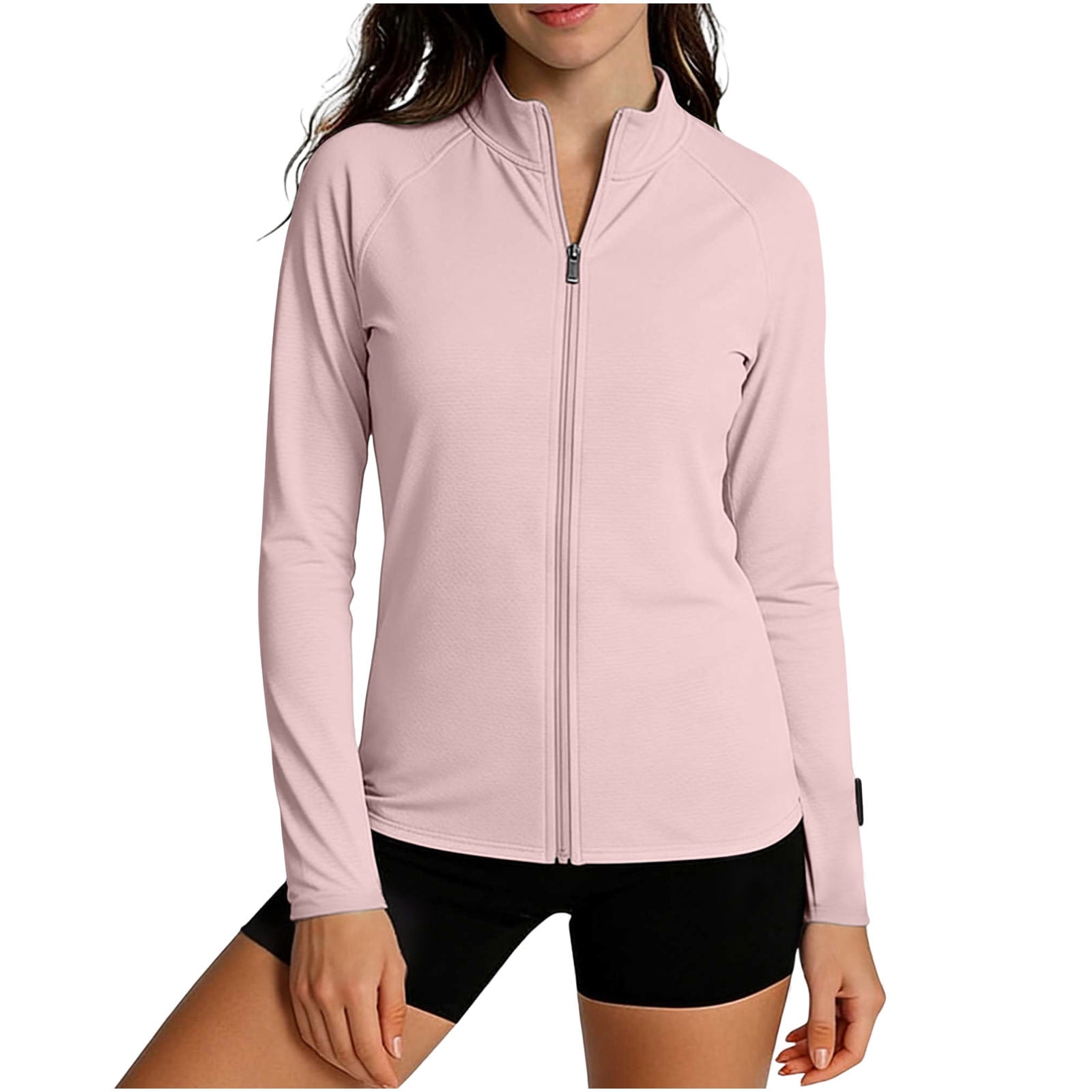 CheerKidz Women's Long Sleeve Sun Protection Shirt UPF 50+ Full Zip-Up ...