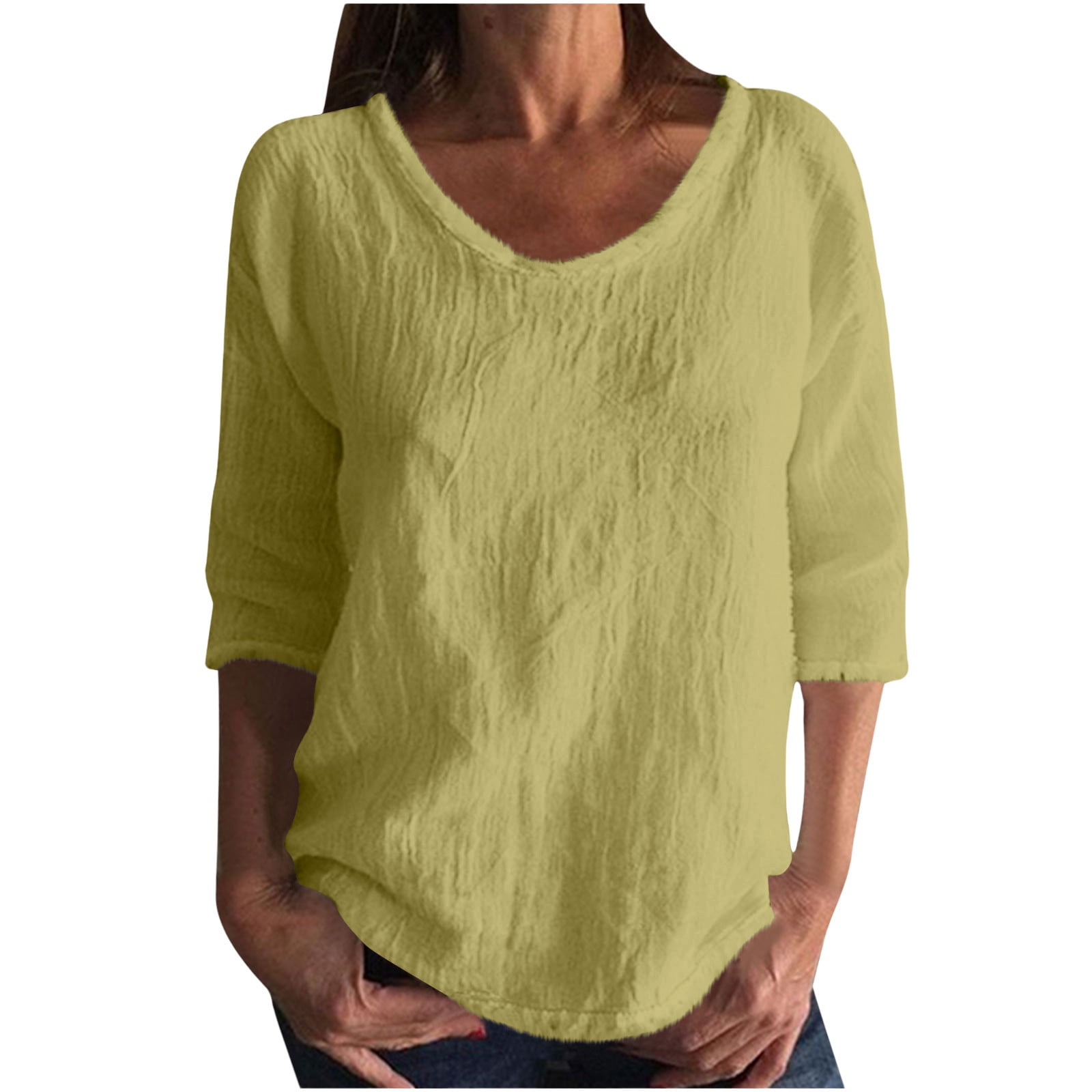 CheerKidz Women's Summer Casual Solid Color Half-Sleeve Round Neck ...