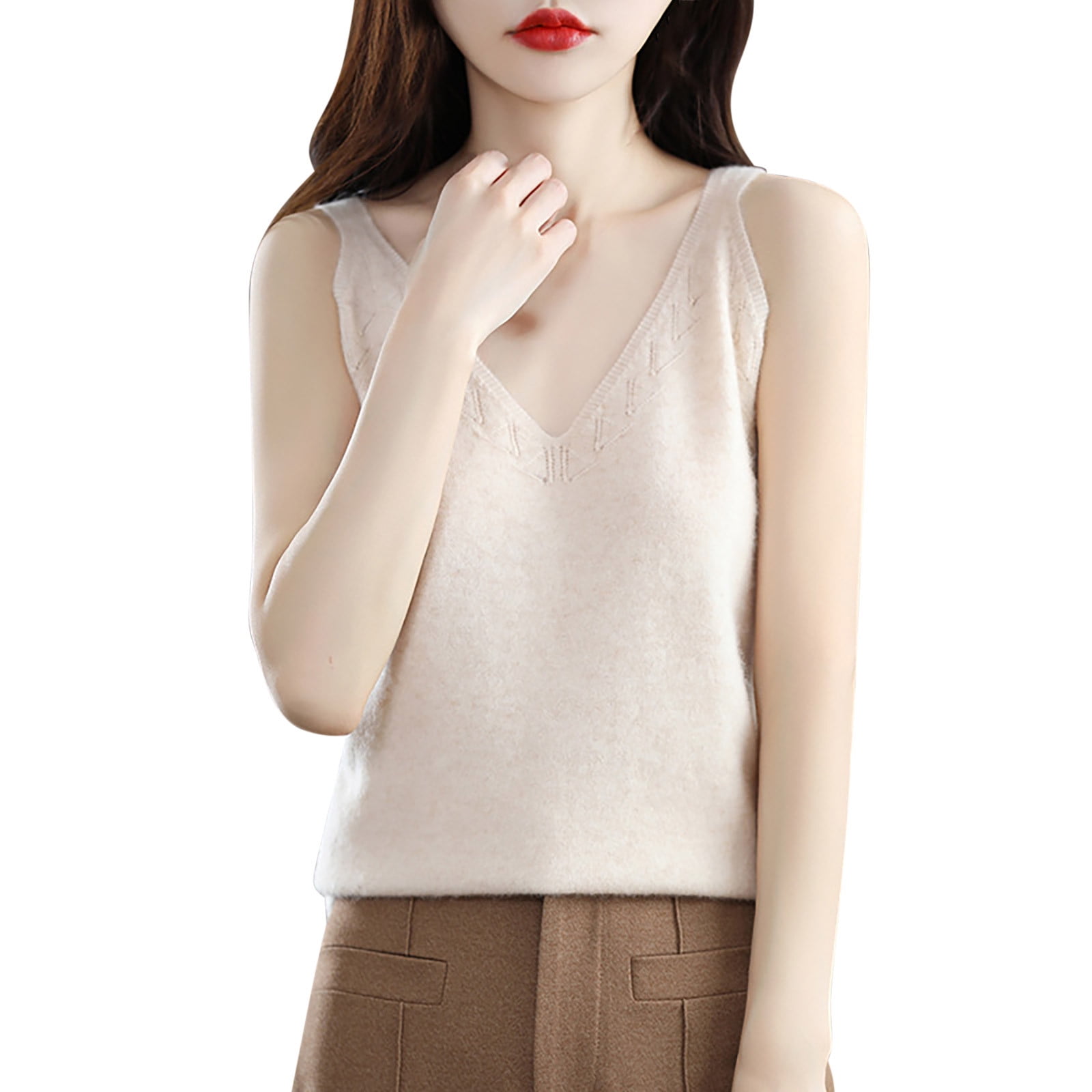 CheerKidz Women's V-Neck Layering Camisole Summer Hollow Out Knit ...