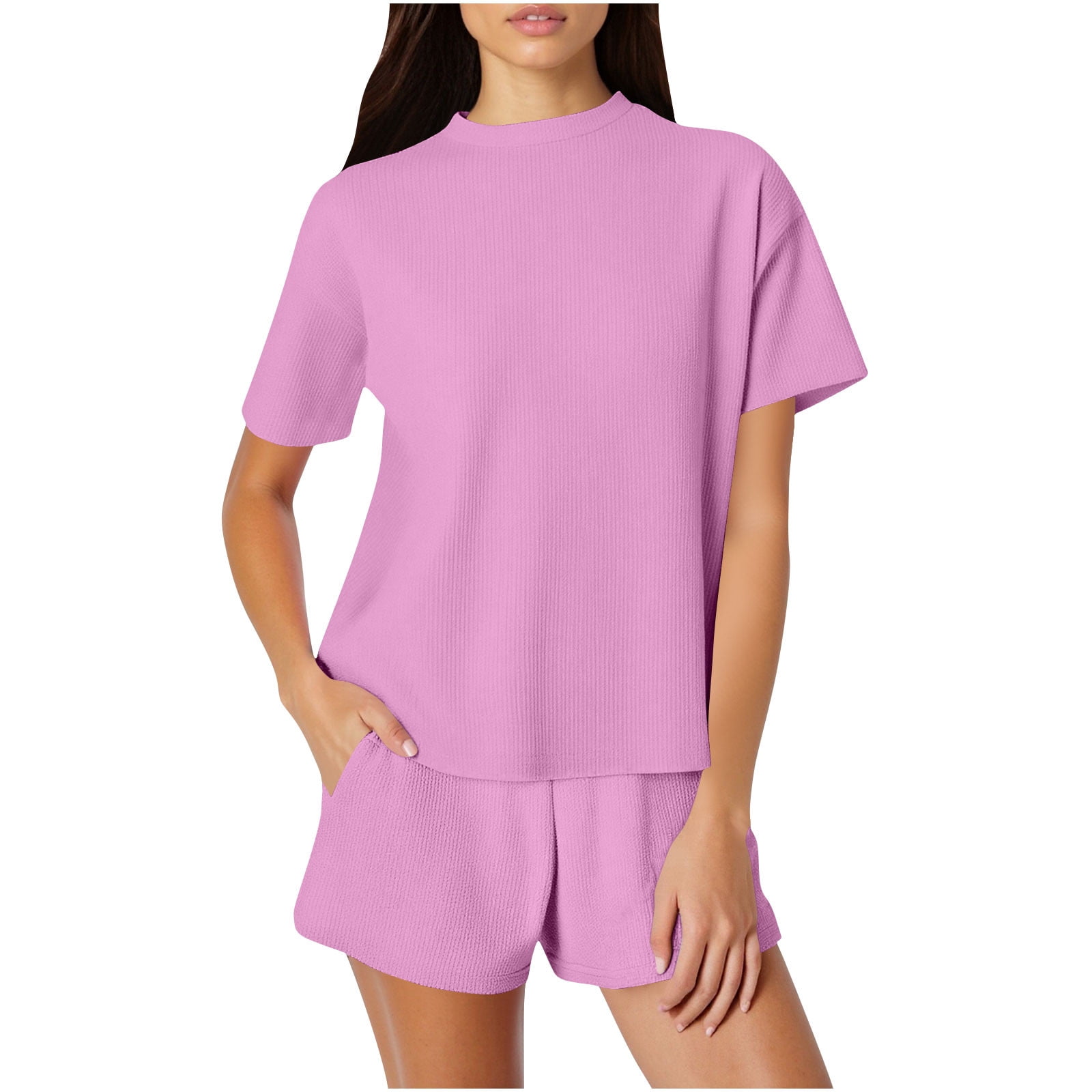 CheerKidz Womens Solid Color Loose 2 Piece Outfits 2025 Oversized ...